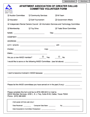 Fillable Online Volunteer Committee Form Complete Revised Fax Email ...