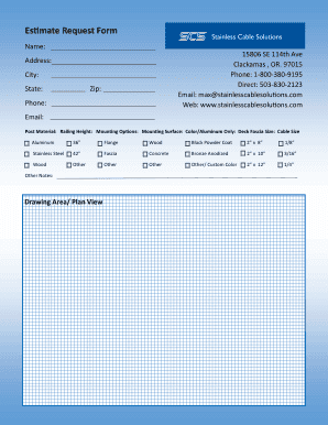 Fillable Online Estimate Request Form - Stainless Cable Solutions Fax ...