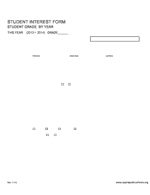 Fillable Online Student Interest Form - Memphis, TN - Aspire Public ...
