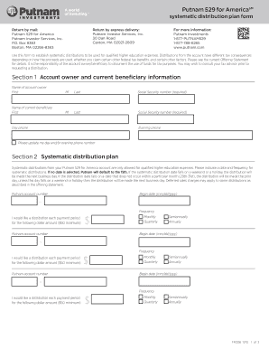 Fillable Online Putnam 529 for America Systematic Distribution Plan ...
