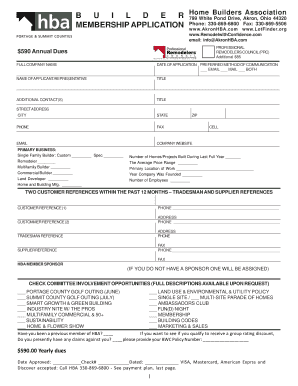 Fillable Online Builder Application - Home Builder's Association of ...