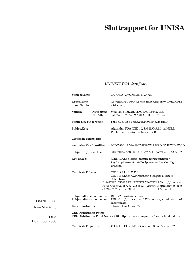 Fillable Online Sluttrapport for UNISA - Index of - Norsk Regnesentral Fax Email Print - pdfFiller