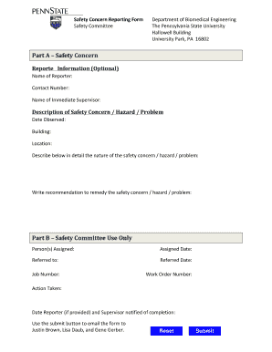 Fillable Online bioe psu Biomedical Engineering Safety Concern form Fax ...