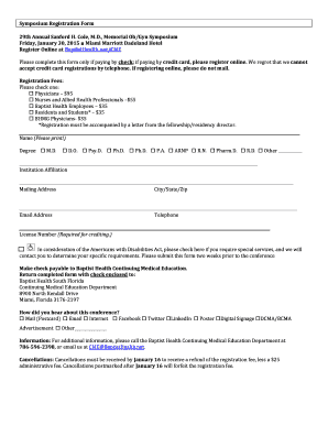 Fillable Online Symposium Registration Form 29th Annual Sanford H. Cole ...