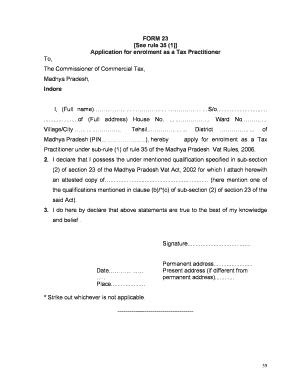 Fillable Online FORM 23 See rule 35 (1) Application for enrolment as a ...