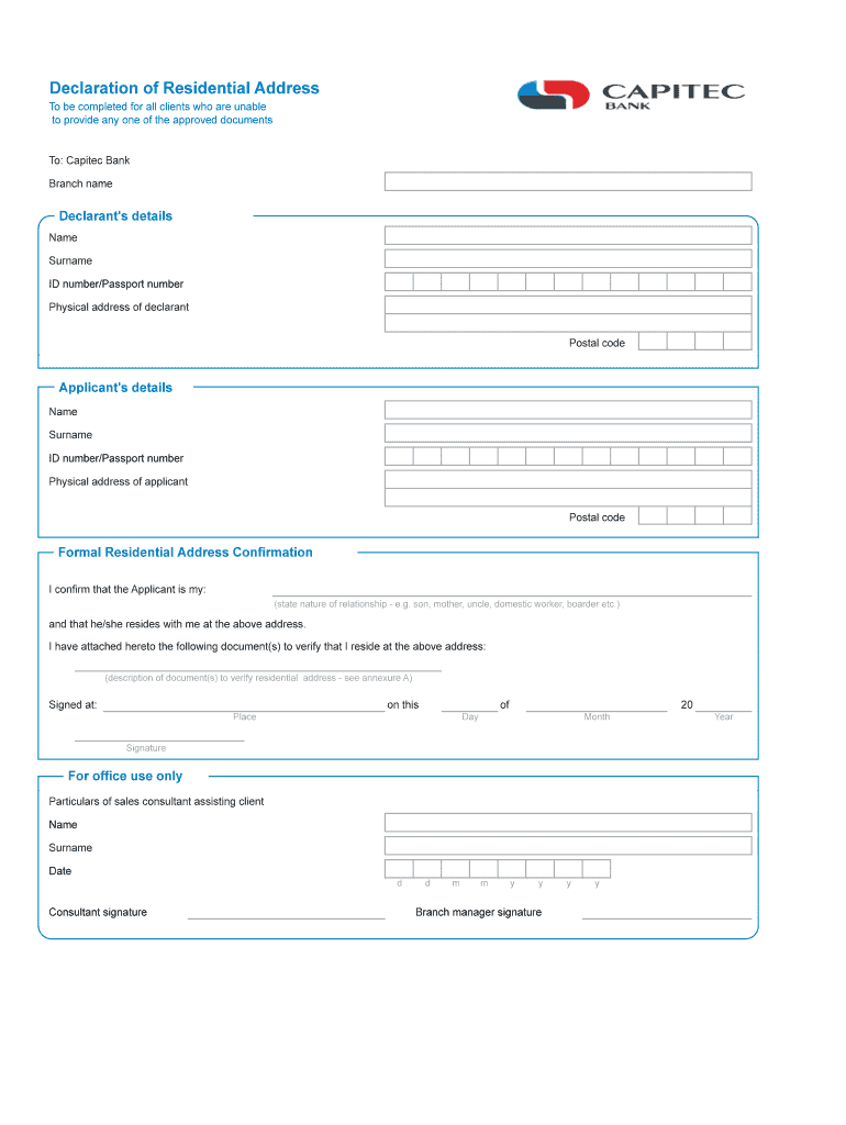 Proof Of Residence Capitec App Fill Online Printable Fillable Blank PdfFiller