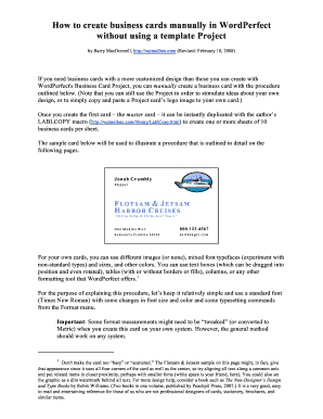 Fillable Online How to create business cards manually in WordPerfect ...