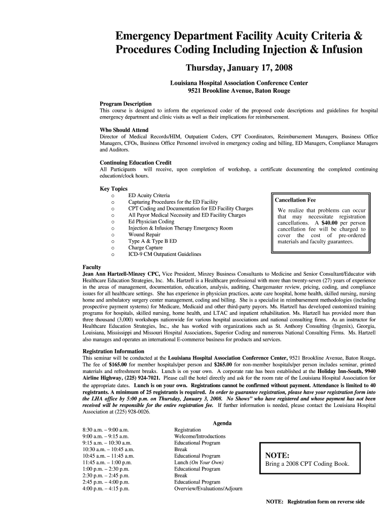 Fillable Online lhaonline Emergency Department Facility Acuity Criteria ...