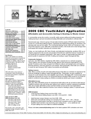 Fillable Online 2009 CBC Youth/Adult Application Fax Email Print ...