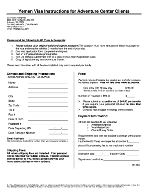 Fillable Online Yemen Visa Instructions for Adventure Center Clients G3 ...