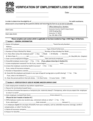 Fillable Online Income Verification Form - Sarasota County Health ...