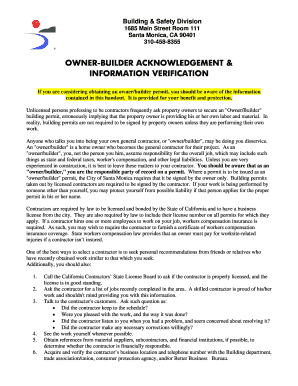 Fillable Online Owner Builder Verification Form - City of Santa Monica ...