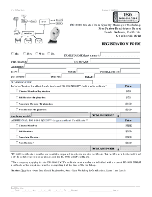 Fillable Online eccma ISO 8000 Master Data Quality Manager Workshop ...