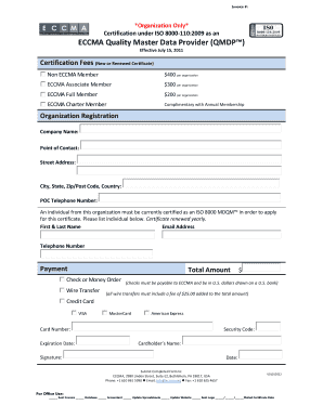 Fillable Online eccma Certification under ISO 80001102009 as an - eccma ...