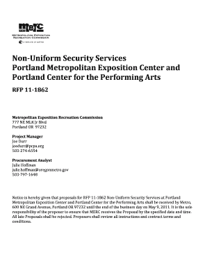 Fillable Online library oregonmetro PCPA and Expo Non-Uniform Security Services - library ...