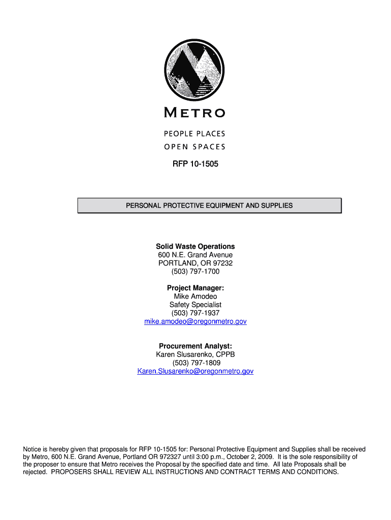 Fillable Online library oregonmetro PERSONAL PROTECTIVE EQUIPMENT AND SUPPLIES - library ...