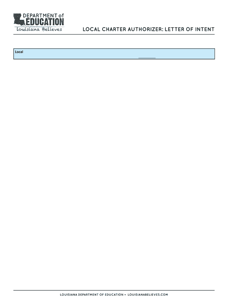 Fillable Online LocaL charter authorizer Letter of intent - Louisiana Department of bb Fax Email ...