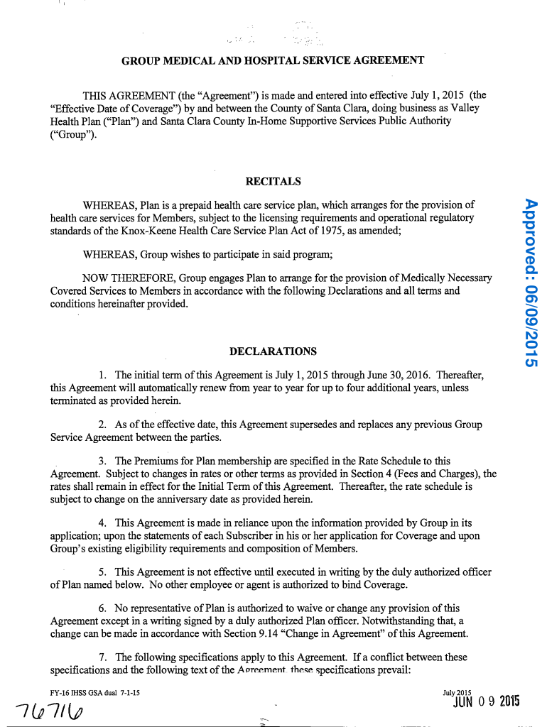 Fillable Online Group Service Agreement IHSS Fax Email Print - pdfFiller