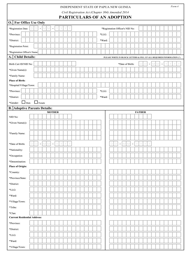 Fillable Online Civil Registration Act - Parliament of Papua New Guinea ...