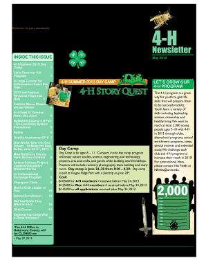 Fillable Online 4-H Story Quest Newsletter Fax Email Print - pdfFiller