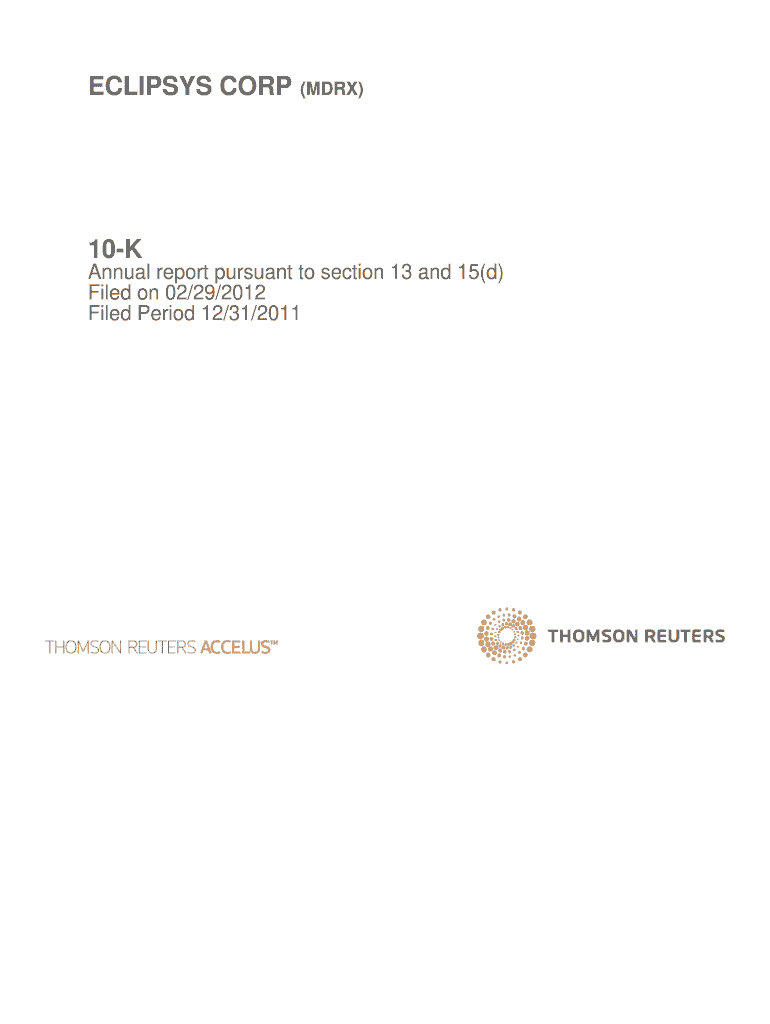 Fillable Online ECLIPSYS CORP Fax Email Print - pdfFiller