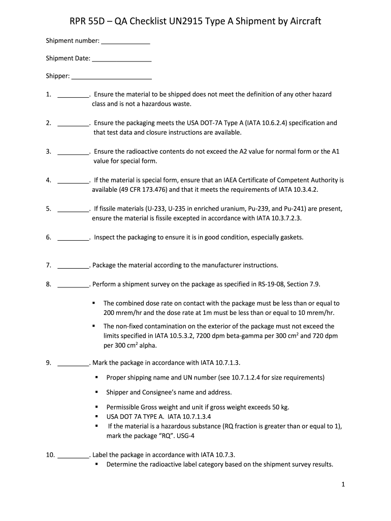 Dgr Checklist - Fill Online, Printable, Fillable, Blank | pdfFiller