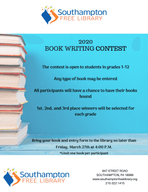 Fillable Online Copy of 2020 Book Writing Contest with entry form Fax ...
