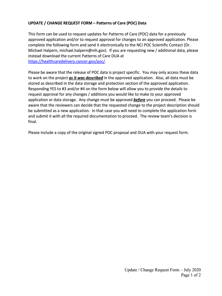 Fillable Online POC Update/Change Request Form Fax Email Print - pdfFiller