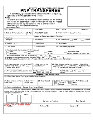 Fillable Online UPDATE and ID APPLICATION FORM INP TRANSFEREE ...