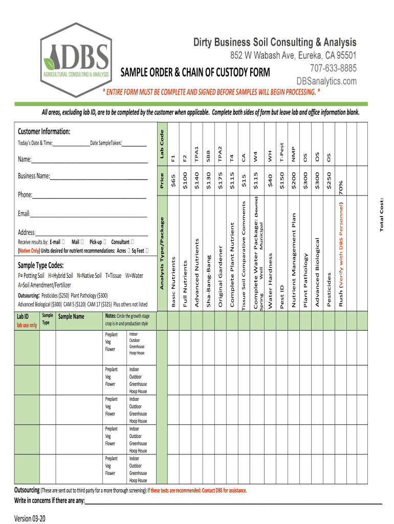 Fillable Online DBS Sample Order form Fax Email Print - pdfFiller