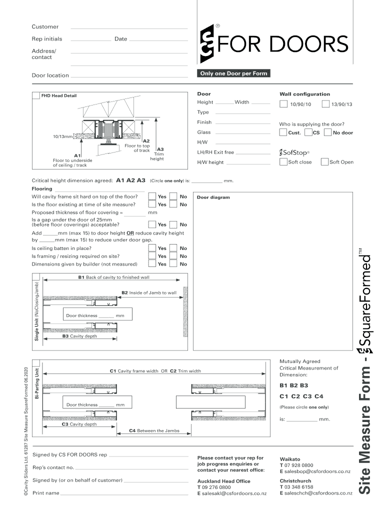 Fillable Online Site Measure Form - Home CS for Doors Fax Email Print ...