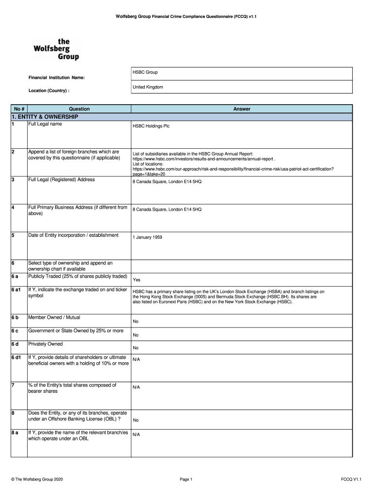 Fillable Online The Wolfsberg Group Anti-Money Laundering Questionnaire ...