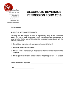 Fillable Online ALCOHOLIC BEVERAGE PERMISSION Fax Email Print - pdfFiller