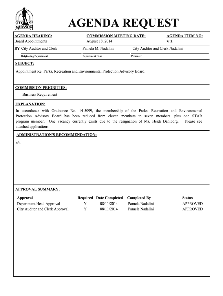 Fillable Online 14-5099, the membership of the Parks, Recreation and ...
