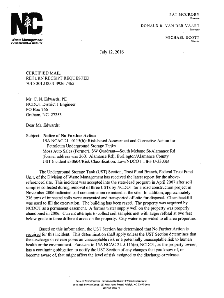 Fillable Online CERTIFIED MAIL RETURN RECEIPT REQUESTED 7015 3010 ...