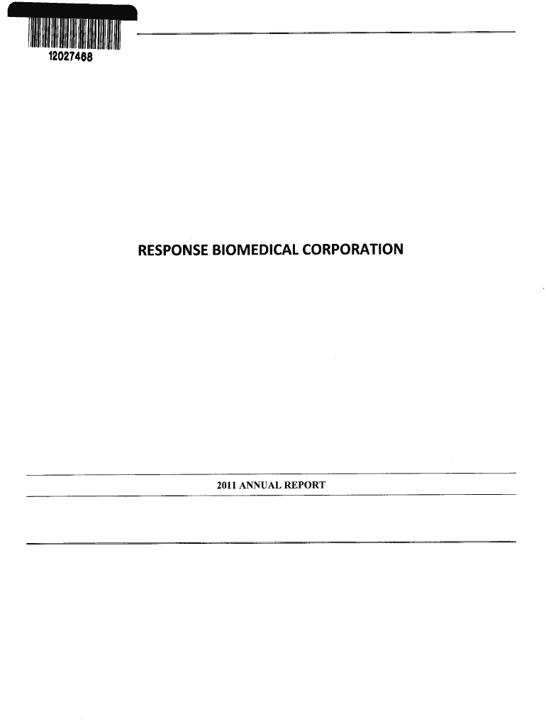 Fillable Online RESPONSE BIOMEDICAL CORPORATION Fax Email Print - pdfFiller