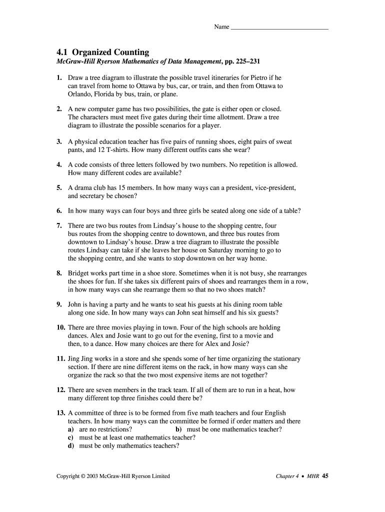 Fillable Online 1 Organized Counting Fax Email Print - pdfFiller