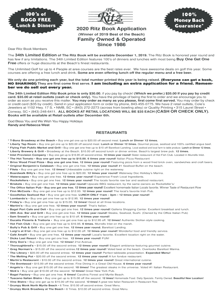 Ritz Book Myrtle Beach - Fill Online, Printable, Fillable, Blank ...