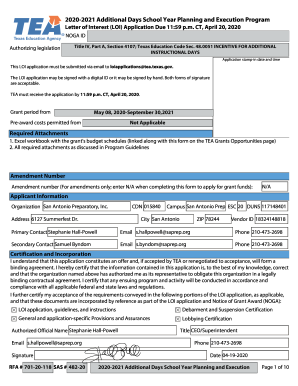 Fillable Online Letter of Interest (LOI) Application Due 11:59 p Fax ...