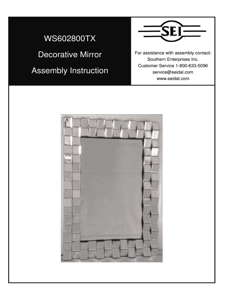Fillable Online WS602800TX Decorative Mirror Assembly Instruction Fax ...