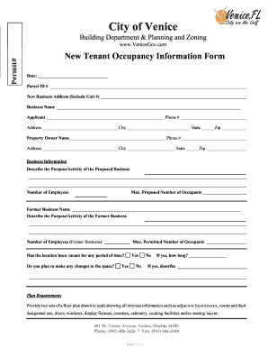 Fillable Online Fillable Online New Tenant Occupancy Information Form ...