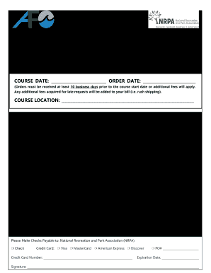 Fillable Online AFO Course Material Request Form - nrpa.org Fax Email Print - pdfFiller