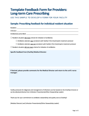 Fillable Online Template Feedback Form for Providers: Long-term Care ...