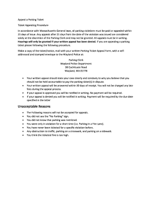Fillable Online Appeal a Parking Ticket Fax Email Print - pdfFiller
