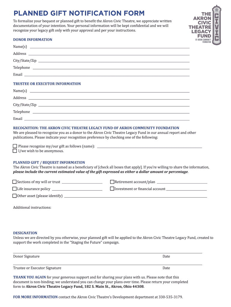 Fillable Online Planned Giving Tools and Downloads All in One Place Fax ...