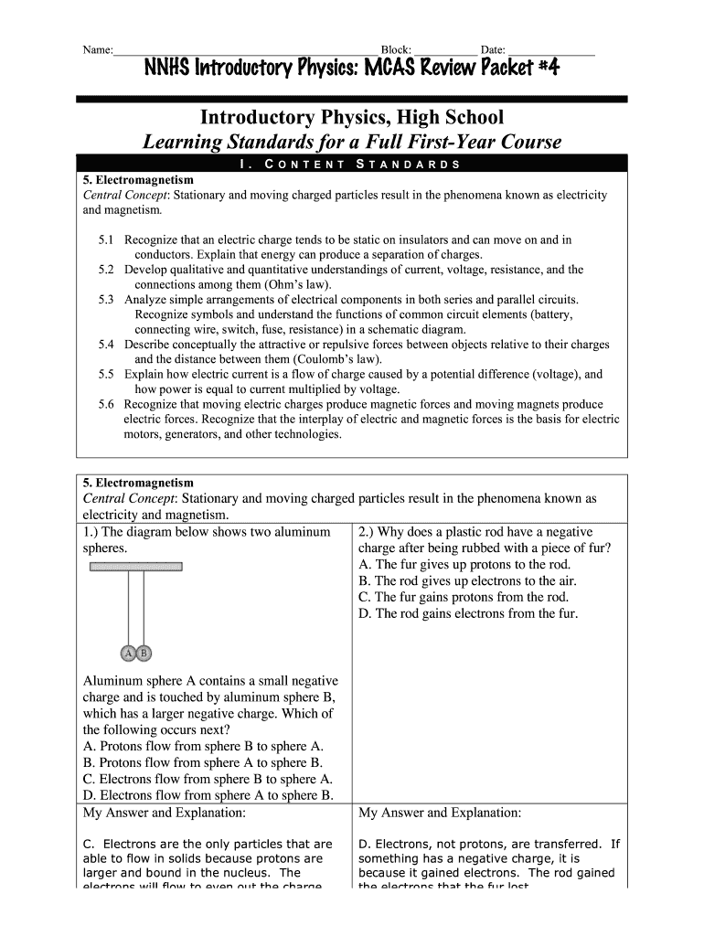 Fillable Online Nnhs Introductory Physics Mcas Review - Fill Online, Printable ... Fax Email ...