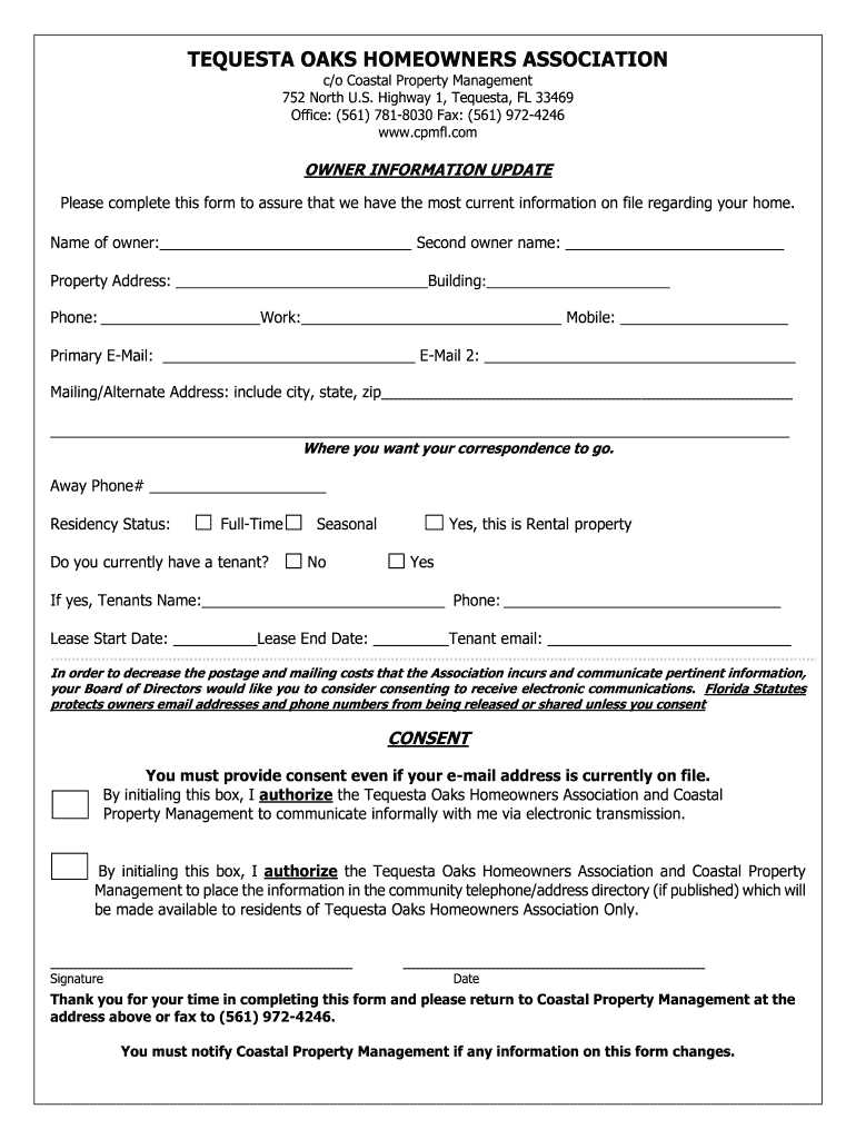 Fillable Online southporte homeowners association, inc - Coastal ...