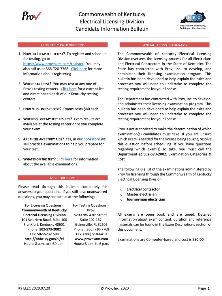 Fillable Online Prov Electrical Testing Information - Department of ...
