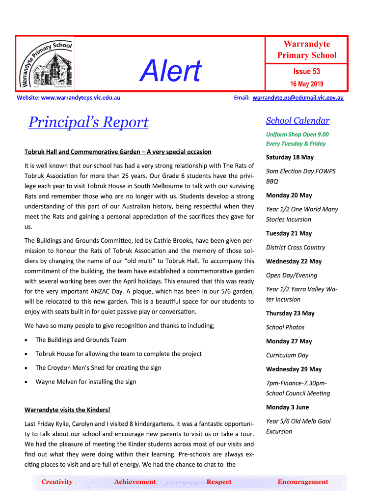Fillable Online School Council Report - Principal's Report Fax Email ...