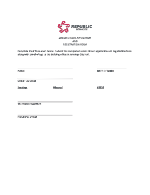Fillable Online Senior Citizen Application and Registration Form ...